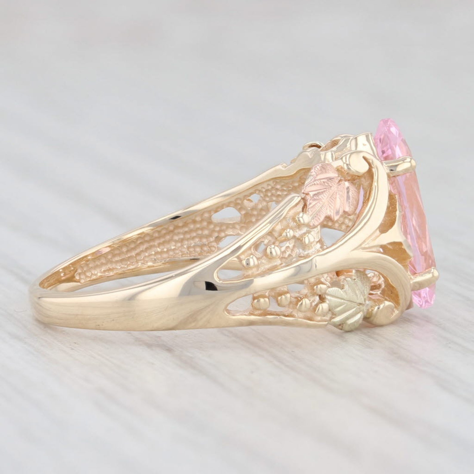 Black Hills Gold Pink Ice Ring 10k Gold Size 8.25 Marquise | Etsy
