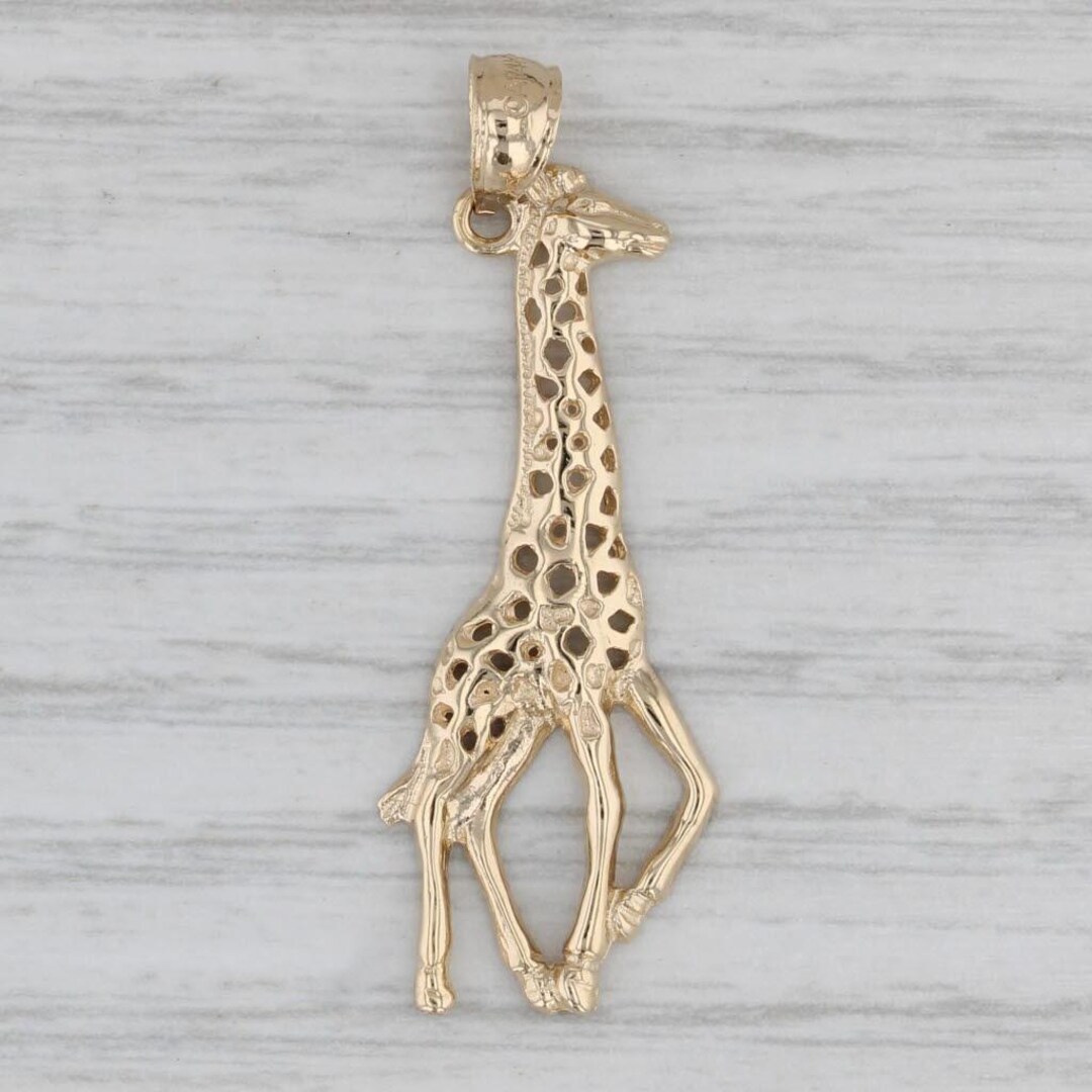Detailed Giraffe Pendant 14k Yellow Gold Animal Jewelry - Etsy