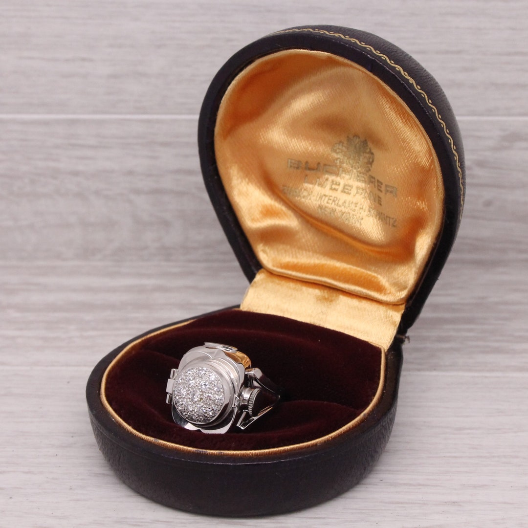 Vintage C.1950's Bucherer 18k White Gold & Diamond Peek a Boo Ring ...