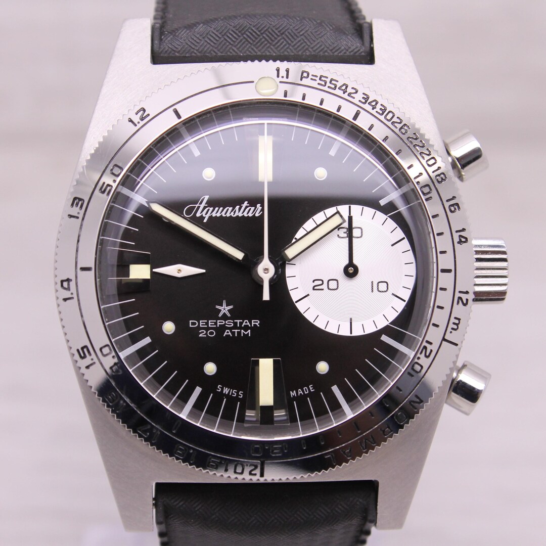Aquastar Big Eye Deepstar Reissue 41mm Steel Automatic Chronograph ...