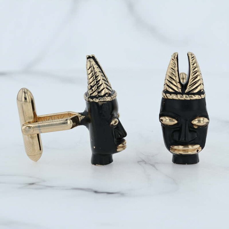 Tribal Mask Figural Cuff Links Swank Folding Bar Cufflinks - Etsy