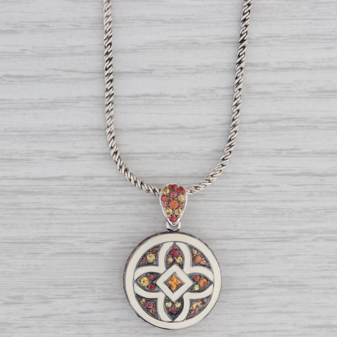 Effy Sapphire Cross Pendant Necklace Sterling Silver 18 Rope Chain - Etsy