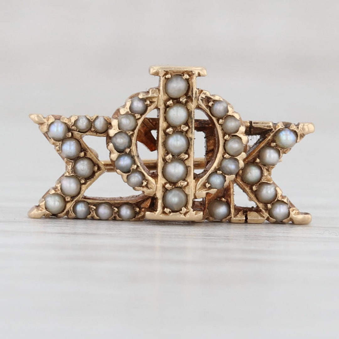 Antique Phi Sigma Kappa Badge Phi Sig PSK 14k Gold Pearl 1910 ...