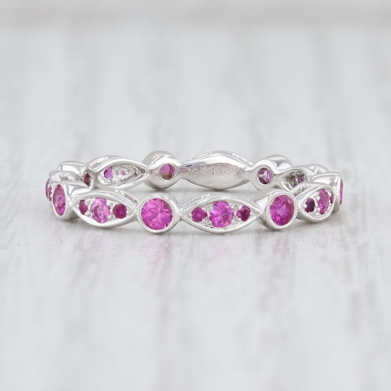 Ruby Eternity Ring Ruby Stacking Ring Stackable Ruby Ring - Etsy