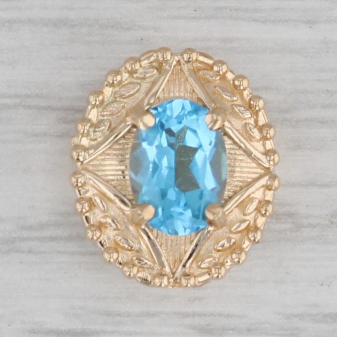 Richard Glatter Blue Topaz Slide Bracelet Charm 14k Yellow Gold Vintage ...