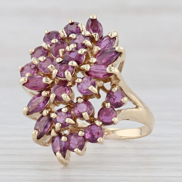 Ruby Cluster Ring - Etsy