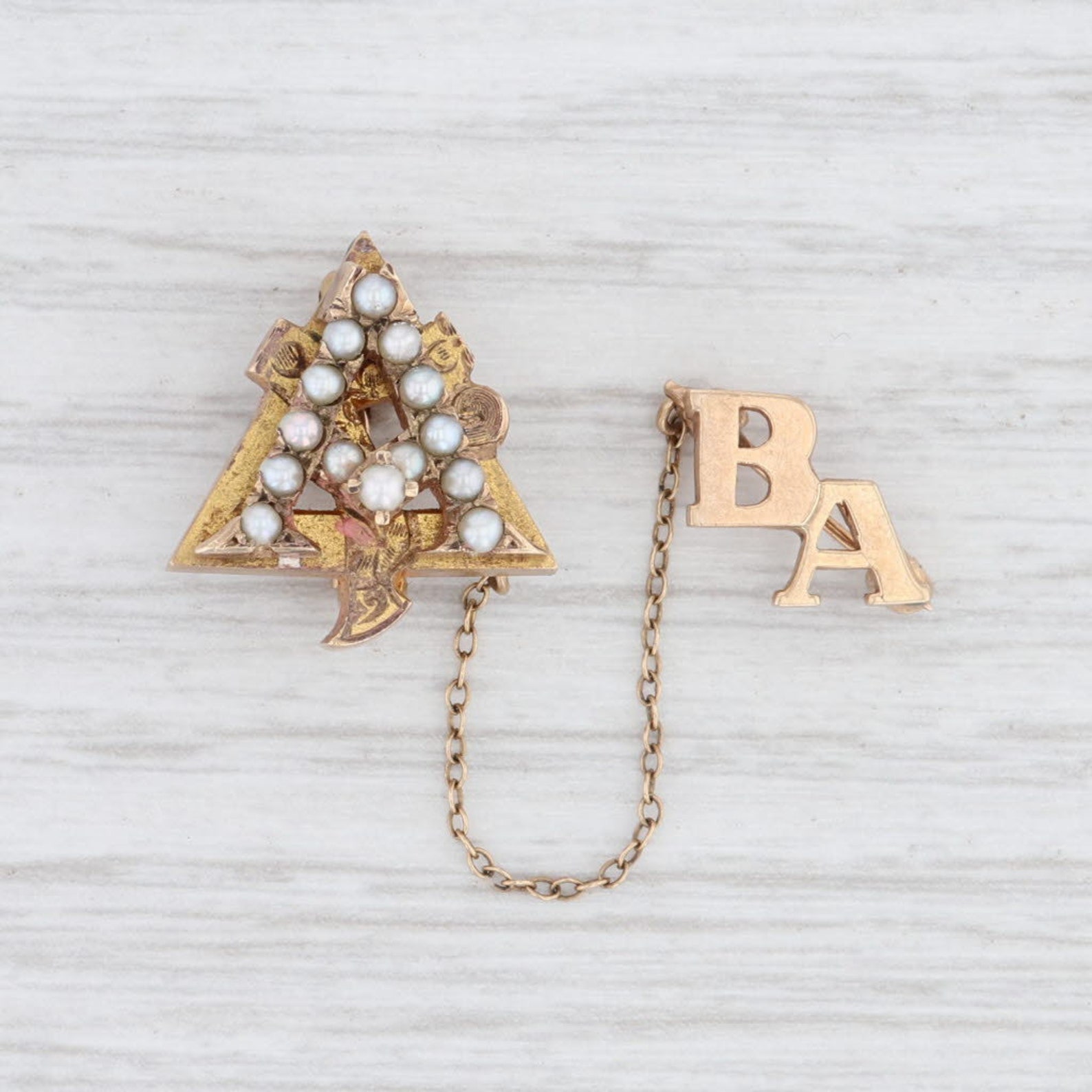Alpha Gamma Delta Pin 10k Yellow Gold Pearls Sorority Badge | Etsy
