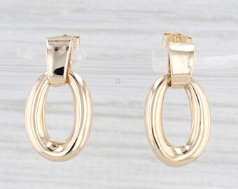 1 5/8 Graduated Open Oval Dangle Drop Earrings Real 14K Yellow Gold 1 ...