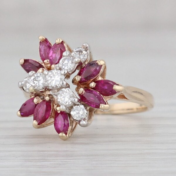 Ruby Cluster Ring - Etsy