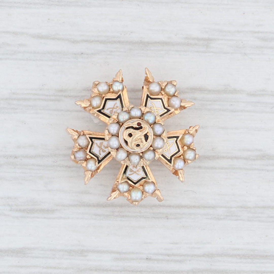 Sigma Nu Snake Badge 14k Gold Pearls Fraternity Pin Vintage 1940s - Etsy