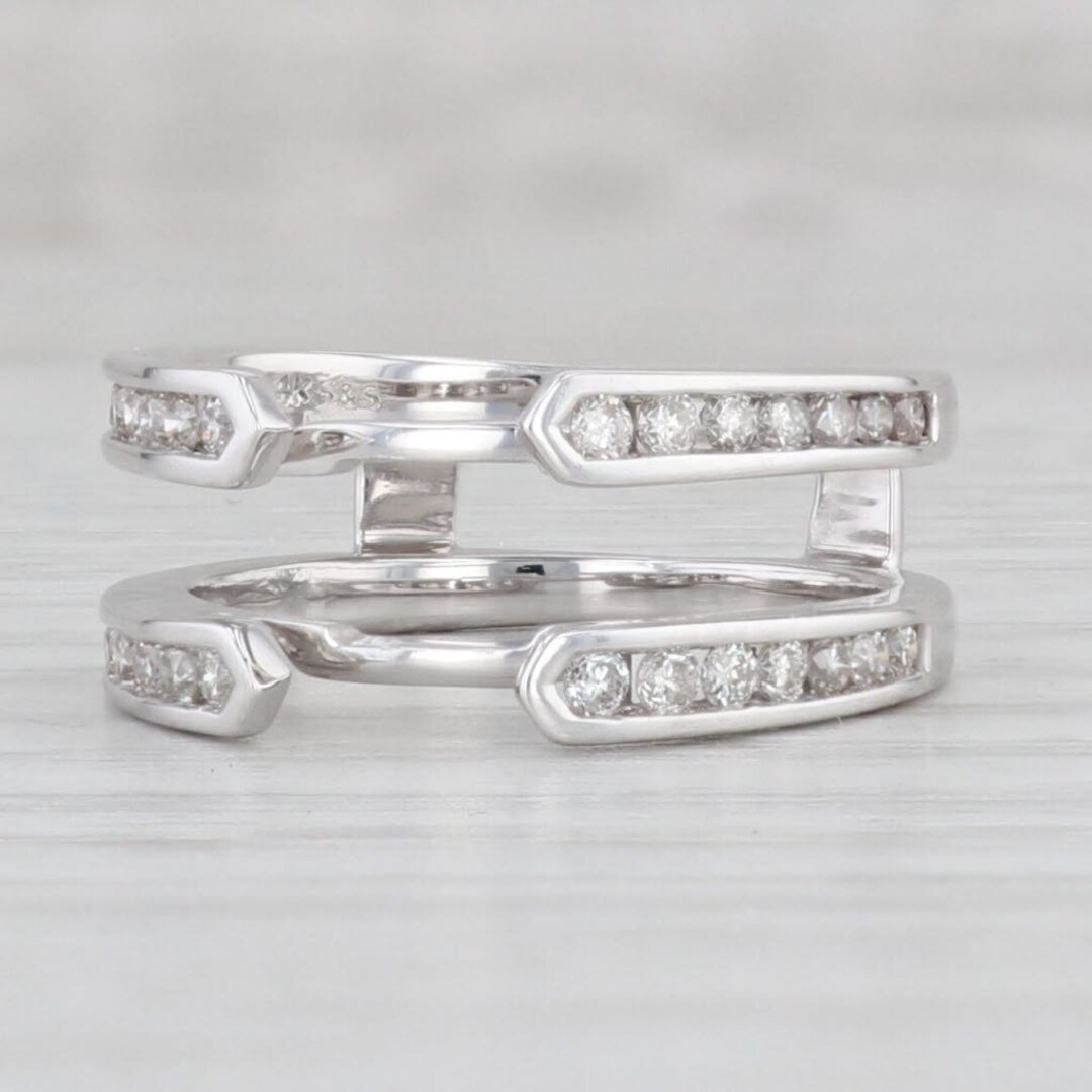 0.40ctw Diamond Ring Jacket Guard 14k White Gold Size 4.5 Wedding Band ...