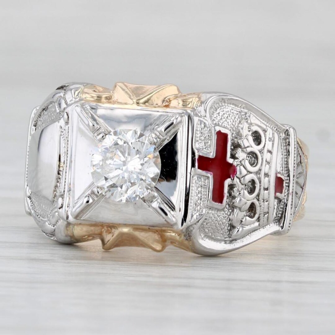 0.93ct Diamond Masonic Royal Arch Knights Templar Ring 14k Gold Size 11 ...