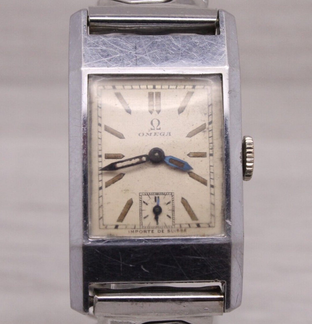 VINTAGE C.1930 Omega Steel Tank Watch Cal.20f ORIGINAL Dial Fab Importe ...
