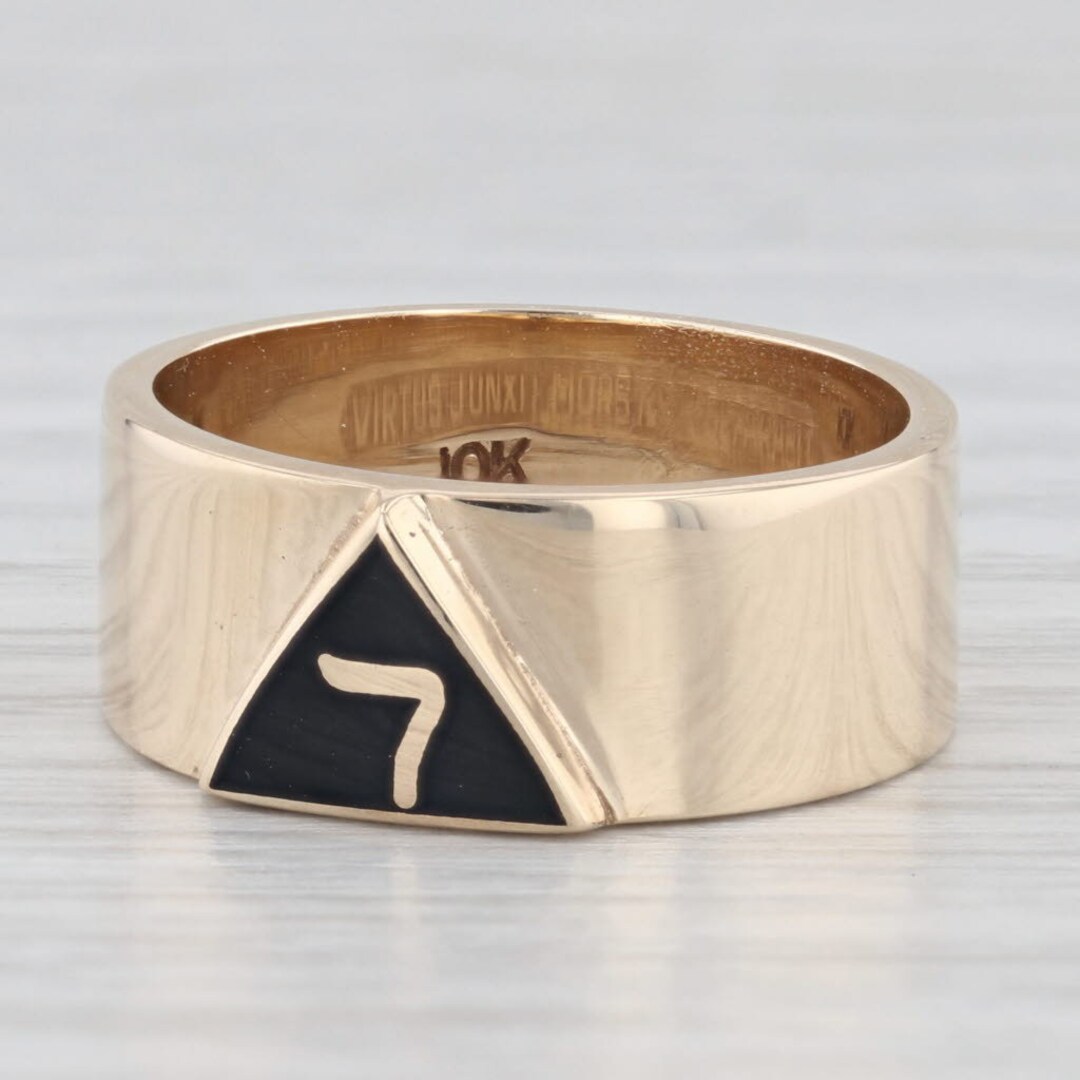 Raised 14th Degree Yod Signet Ring 10k Yellow Gold Masonic Scottish ...