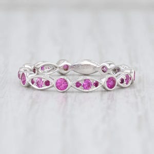 Ruby Eternity Ring, Ruby Stacking Ring, Stackable Ruby Ring, Ruby Eternity Band, Stackable Ruby ...