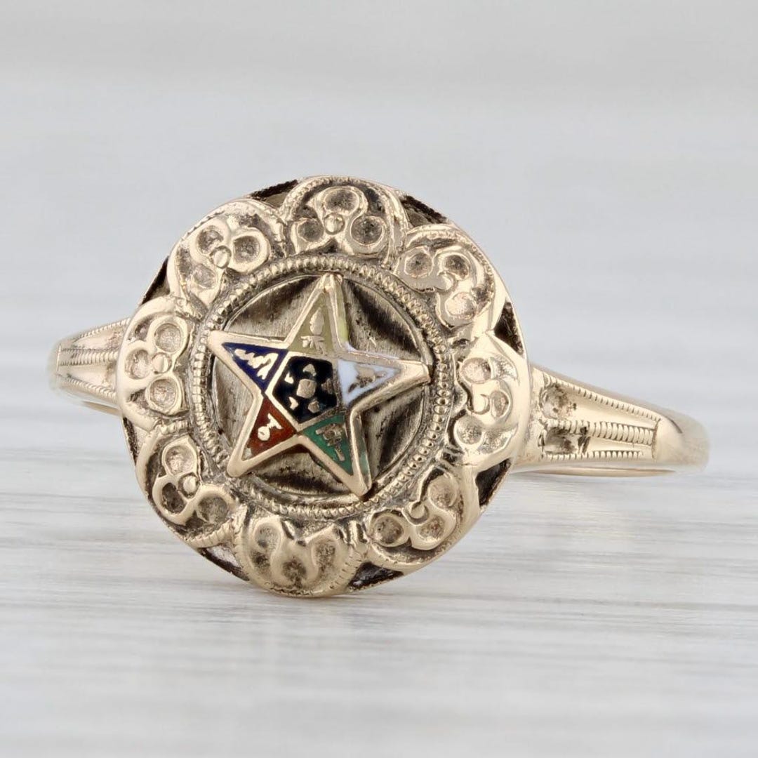 Vintage Order Eastern Star Ring 10k Gold Women's OES Masonic Signet ...