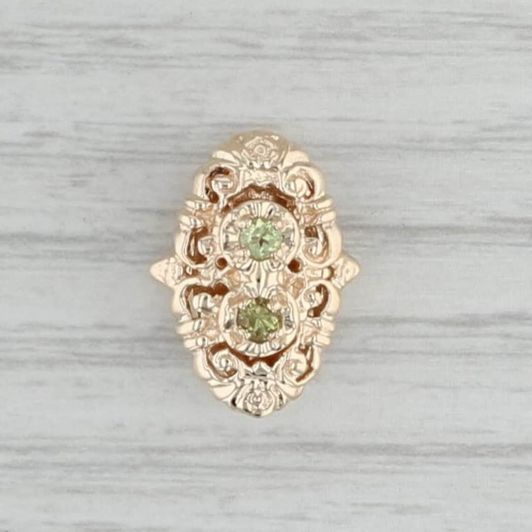 0.14ctw Peridot Slide Charm 14k Gold Vintage Richard Glatter August ...