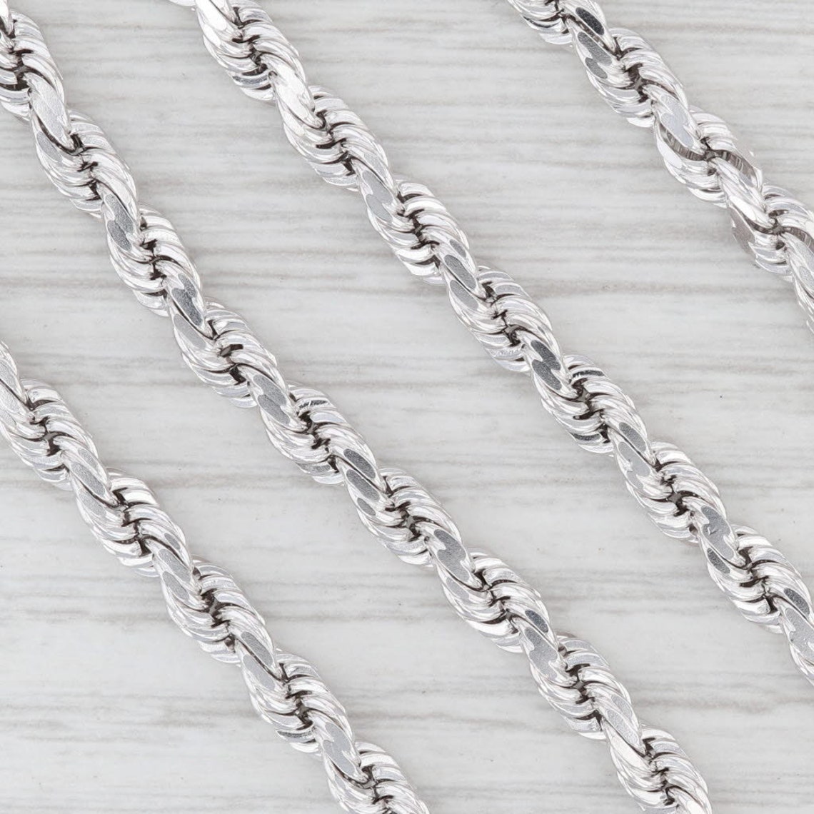 New Rope Chain Necklace 14k White Gold 22 4mm Long Layer | Etsy