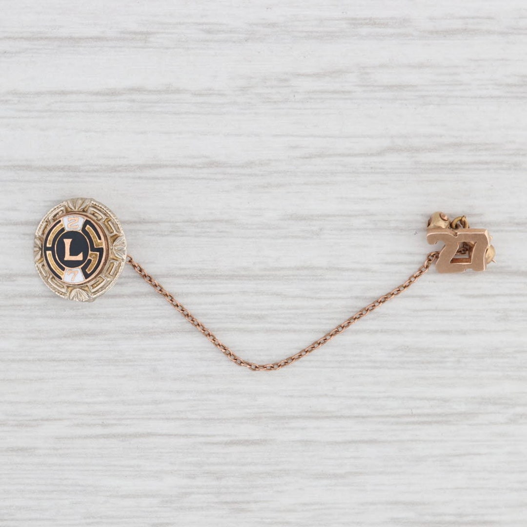 Lions Club Pin Vintage 1927 10k Gold Lapel & Guard Member Collectible ...