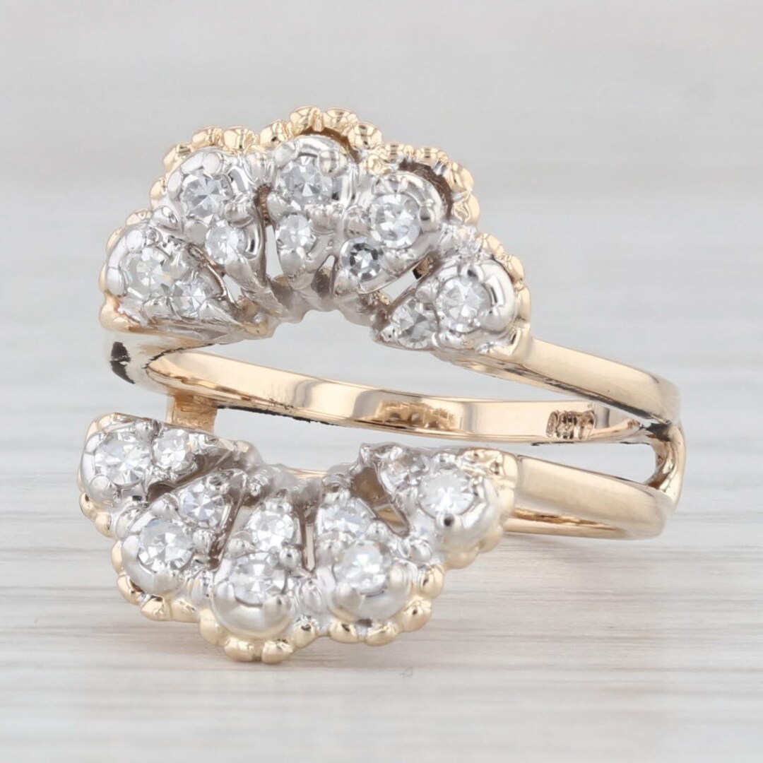 0.40ctw Diamond Ring Jacket Guard 14k Yellow Gold Size 6.5 Bridal - Etsy