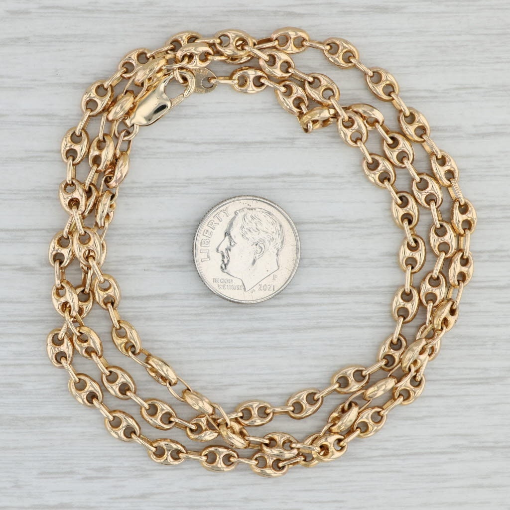Anchor Mariner Chain Necklace 14k Yellow Gold 24.5 4.5mm - Etsy