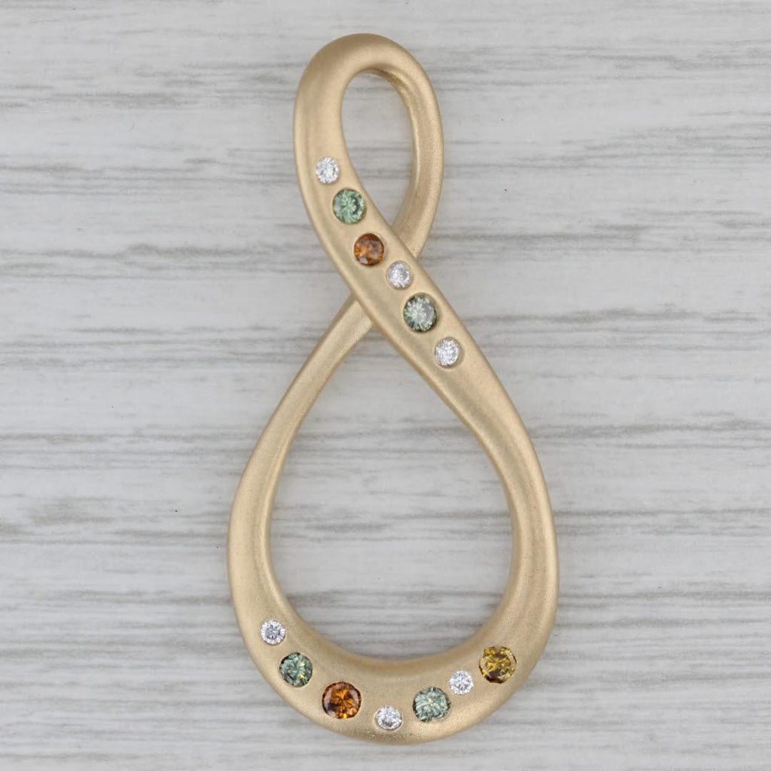 0.45ctw Multi-color Diamond Infinity Knot Figure-8 Pendant 14k Yellow ...