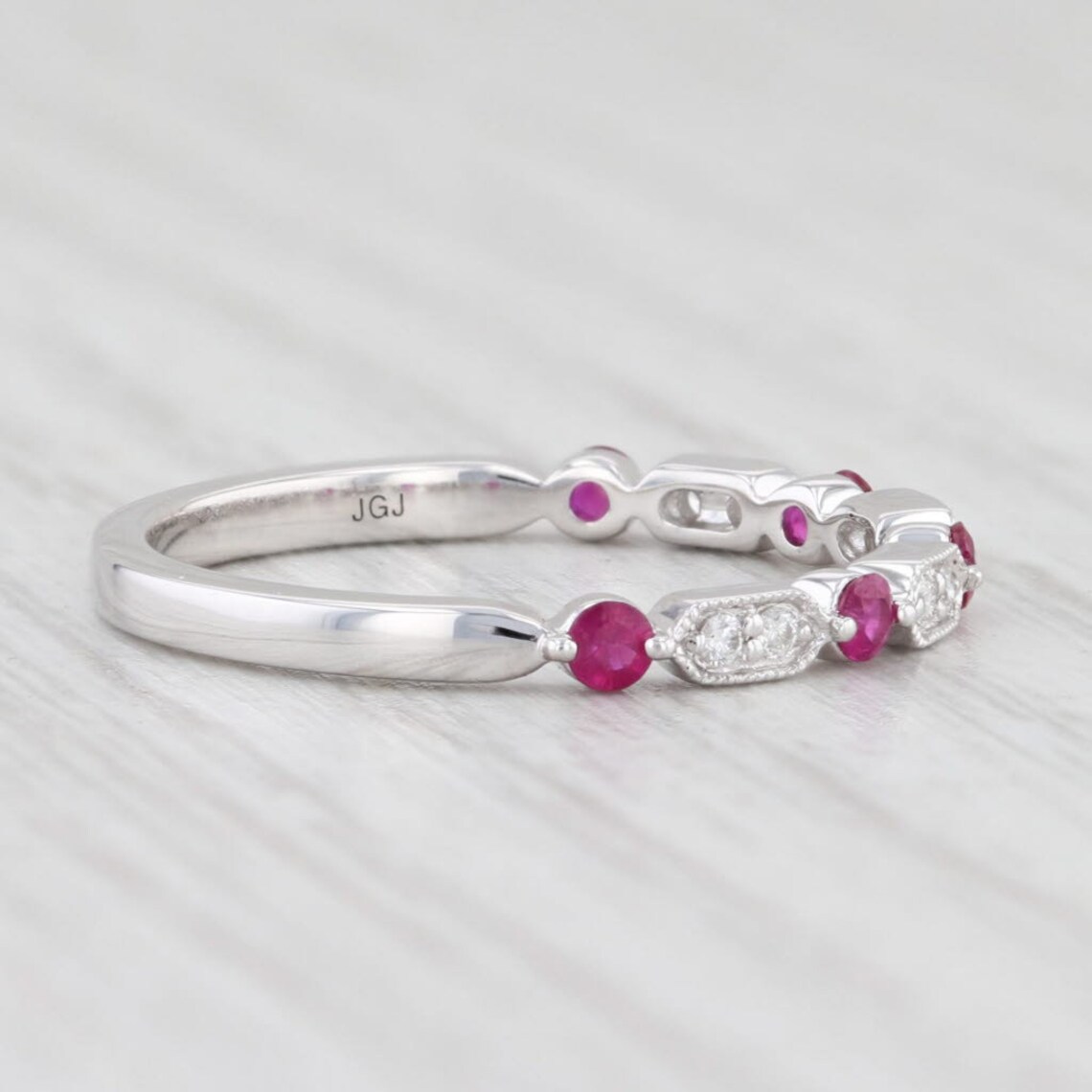 New 0.25ctw Diamond Ruby Stackable Ring 14k White Gold Size - Etsy