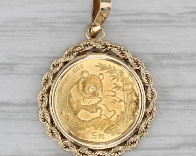 Gold Coin Pendant China 5 Yuan Panda .999 Pure 24K Gold 1/20 Oz 1989 in ...