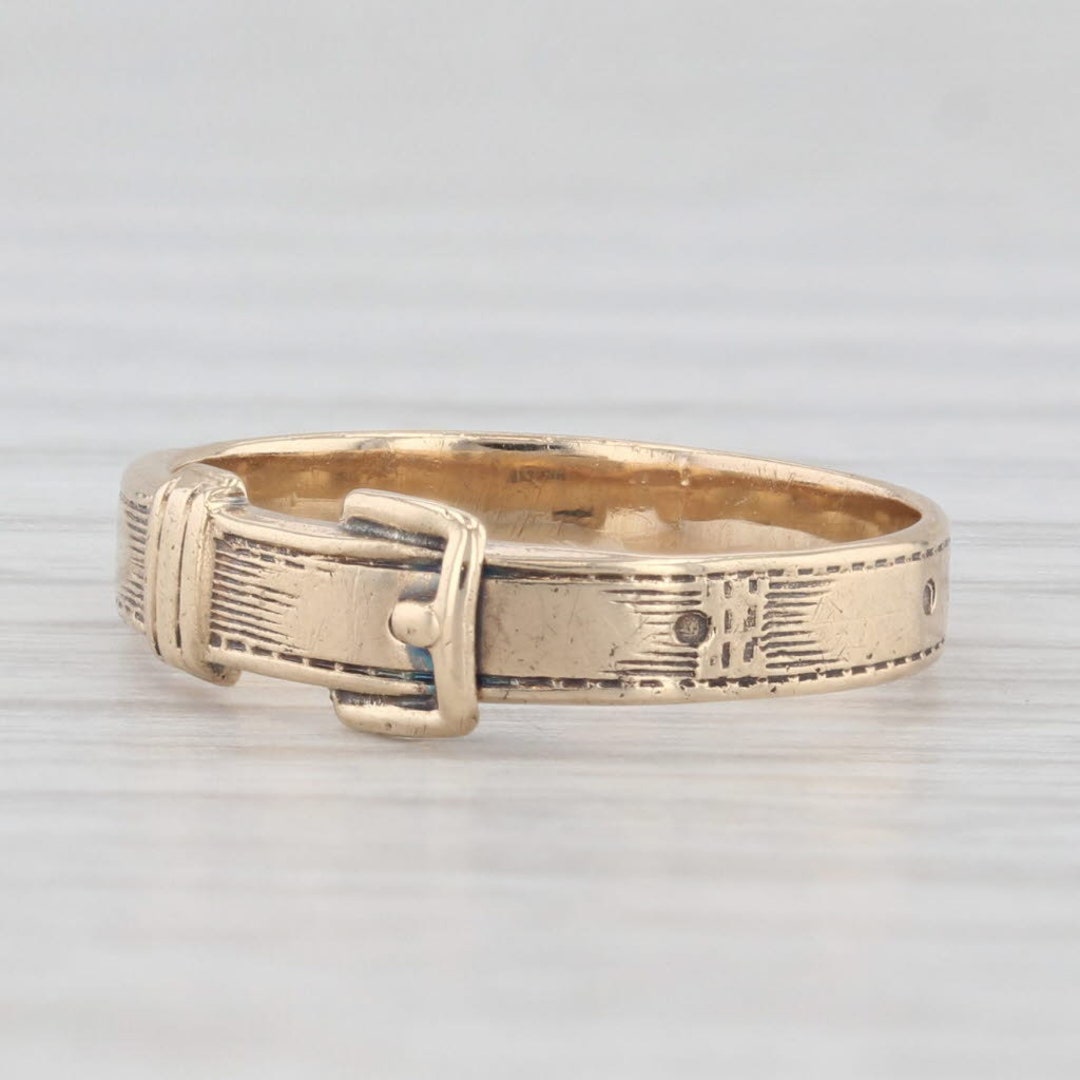 Vintage Ballou Co BA Belt Buckle Ring 10k Yellow Gold Size 4 Stackable ...