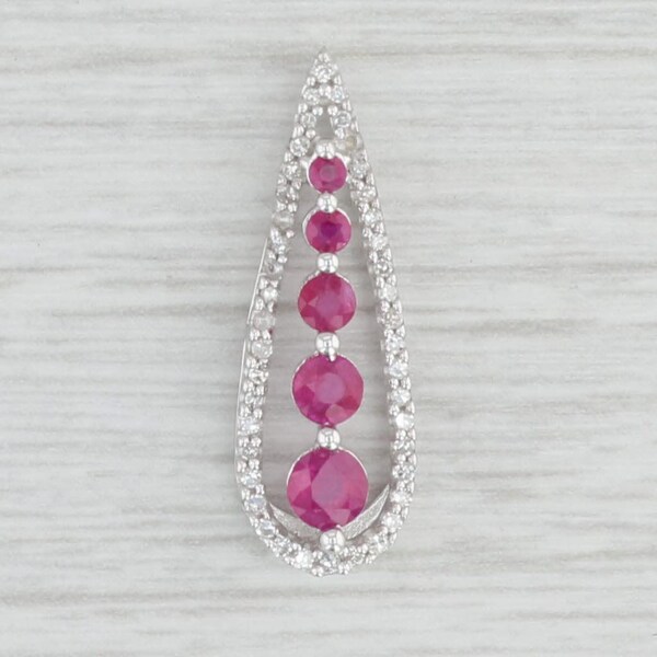 Ruby Teardrop Pendant With Diamond - Etsy