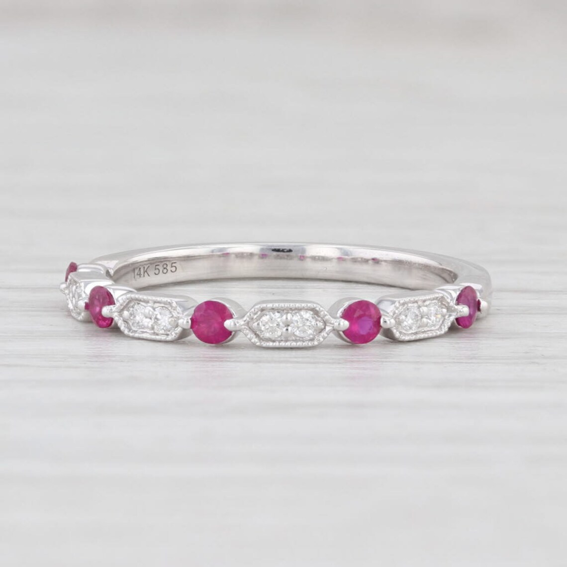 New 0.25ctw Diamond Ruby Stackable Ring 14k White Gold Size - Etsy
