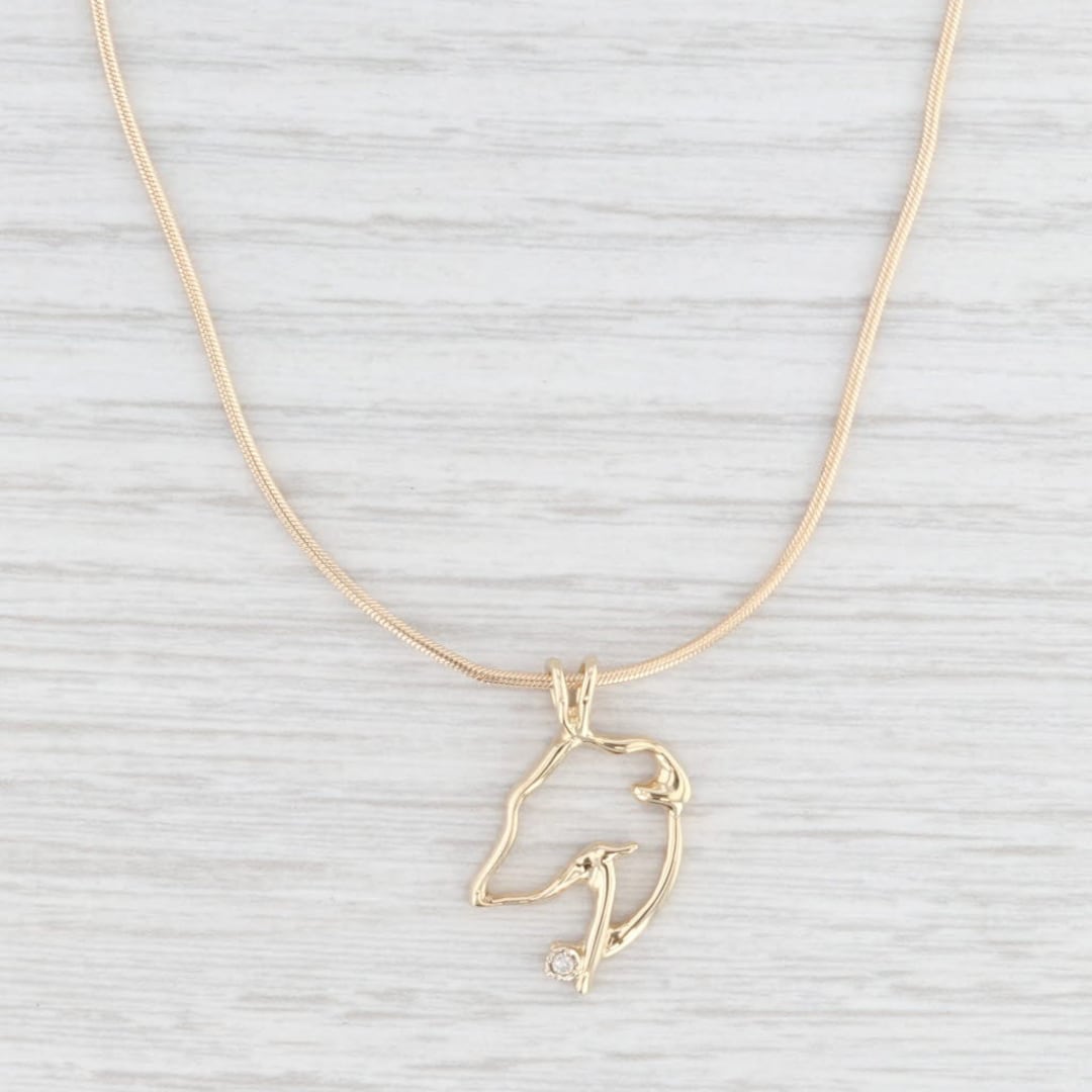 Diamond Dog Pendant Necklace 10k Yellow Gold 18 Snake Chain - Etsy