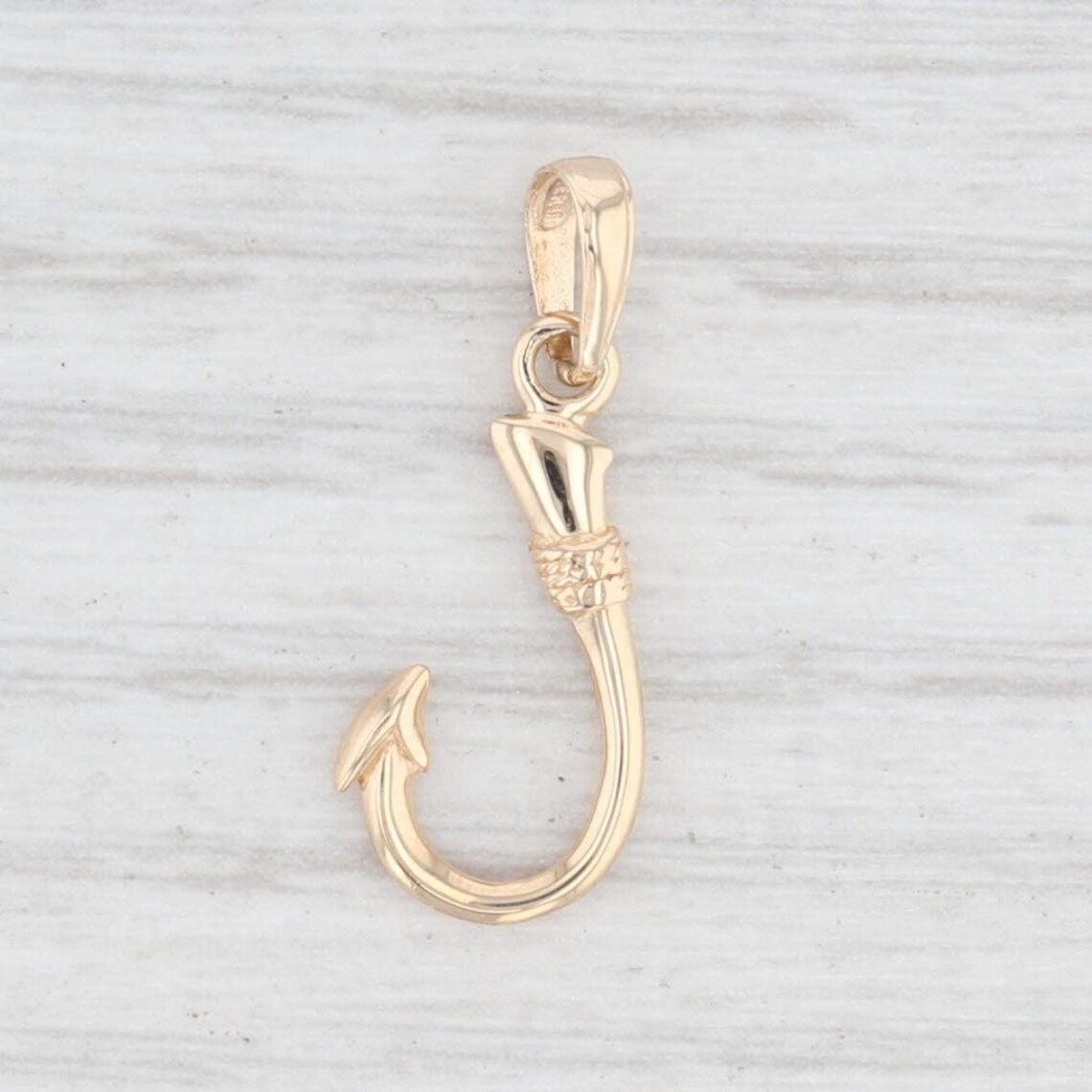 Fish Hook Pendant 14k Yellow Gold Nautical Fishing Hook | Etsy
