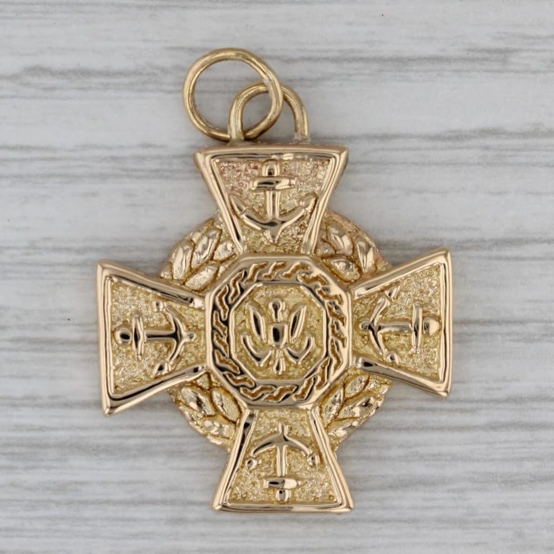 Nautical Cross Pendant 18k Yellow Gold Anchors Eagle Hollow - Etsy