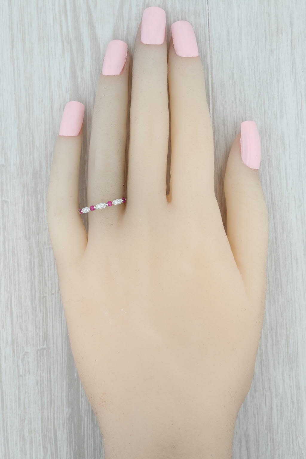 New 0.25ctw Diamond Ruby Stackable Ring 14k White Gold Size | Etsy