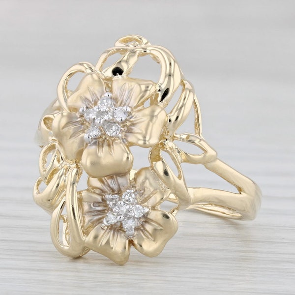 Diamond Flower Ring - Etsy