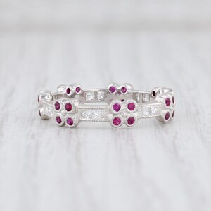 Ruby Flower Ring Ruby Diamond Ring Stackable Gemstone Ring - Etsy