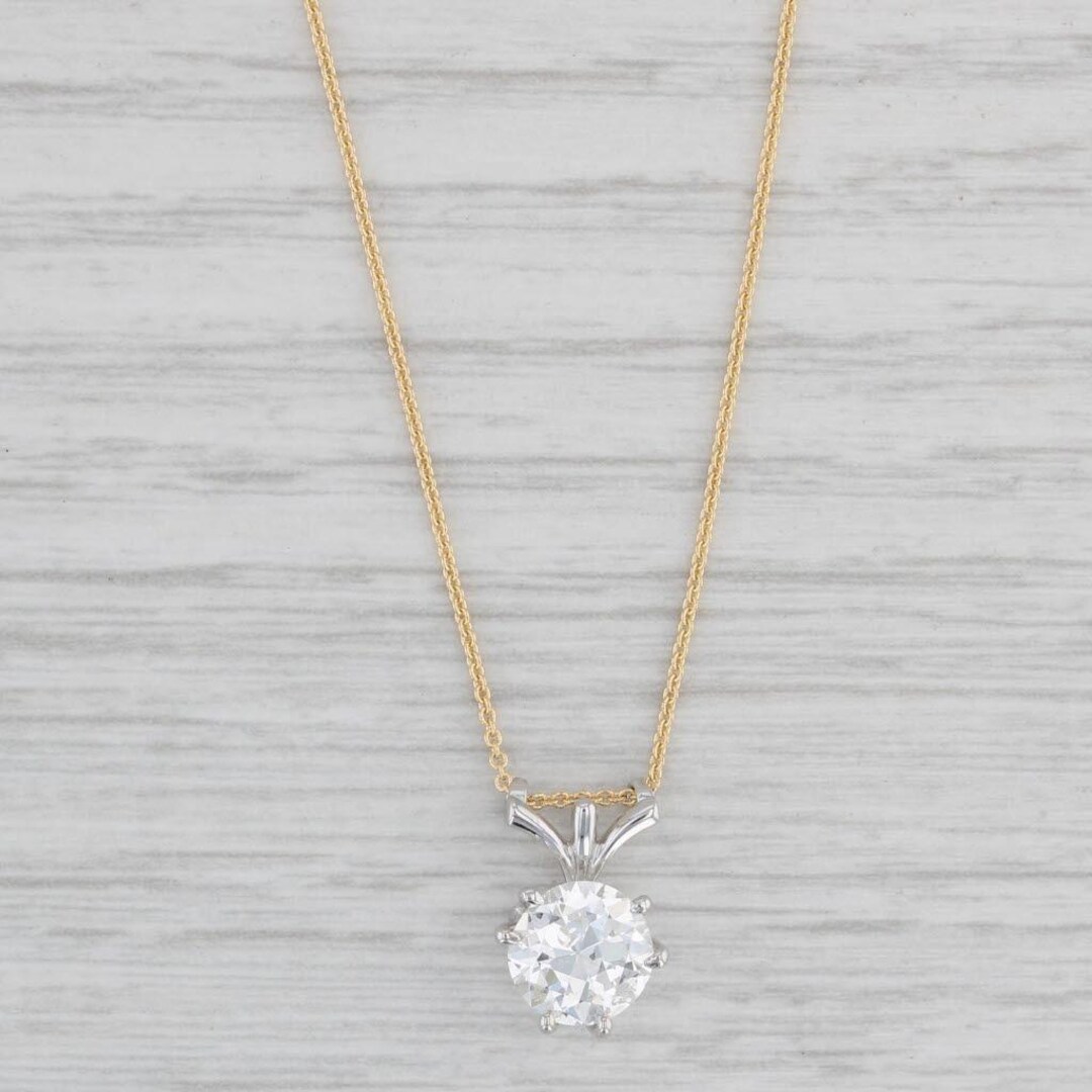 Vintage Jabel GIA 1.37ct Round Solitaire Diamond Pendant Necklace 18k ...