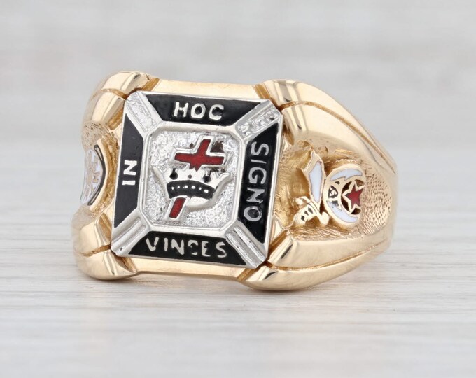 York Rite Knights Templar Masonic Ring 10k Gold Size 13.25 Royal Arch ...