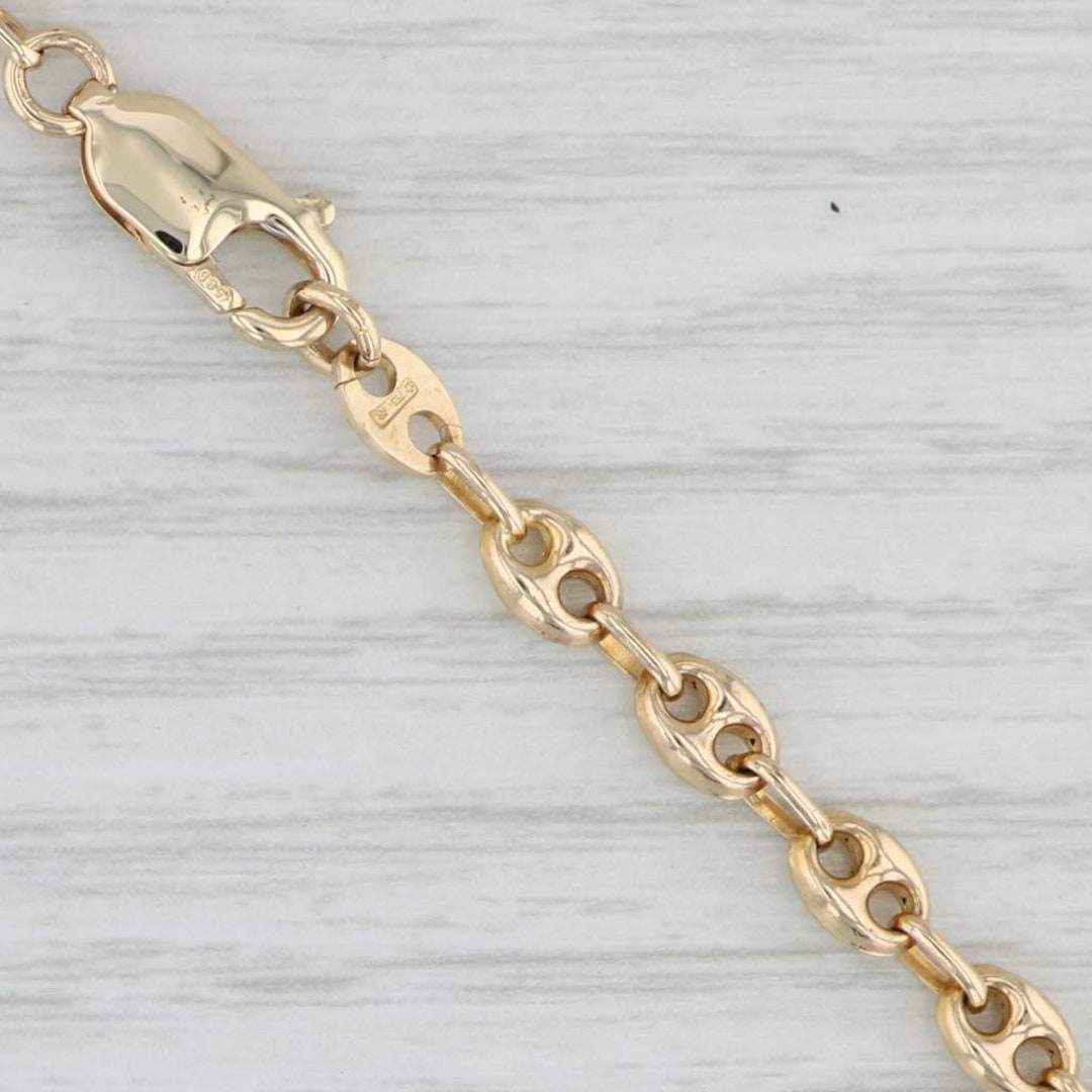 Anchor Mariner Chain Necklace 14k Yellow Gold 24.5 4.5mm - Etsy