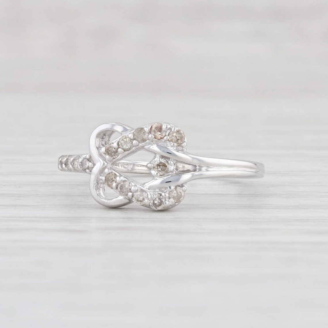 0-23ctw-diamond-heart-love-knot-ring-10k-white-gold-size-6-75-etsy