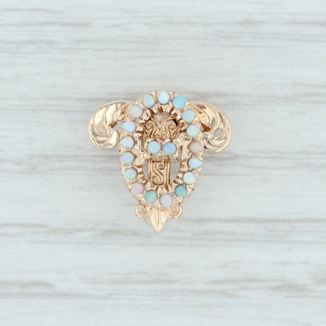 Theta Upsilon Badge 10k Yellow Gold Opals Greek Sorority Member Pin ...