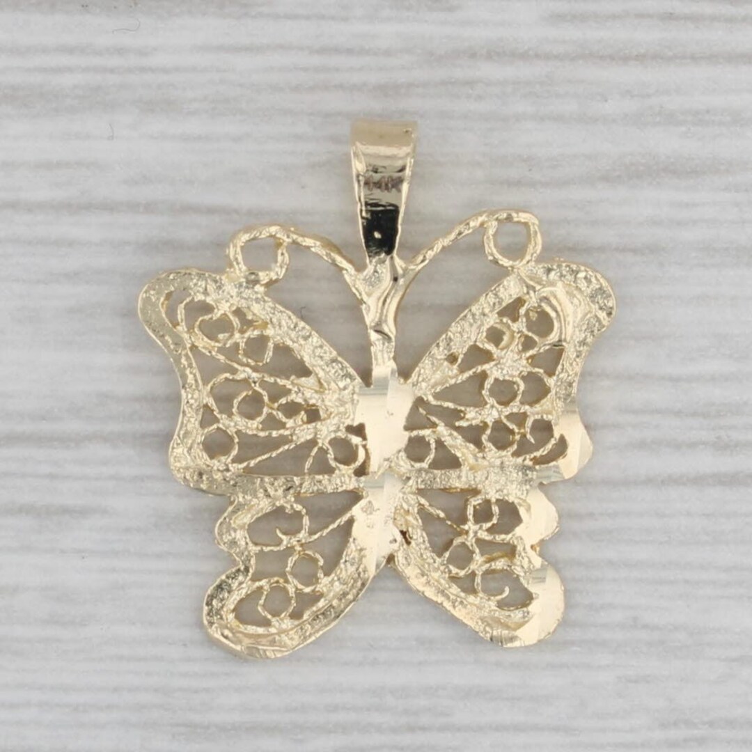 Filigree Butterfly Pendant 14k Yellow Gold Bug Insect Jewelry - Etsy