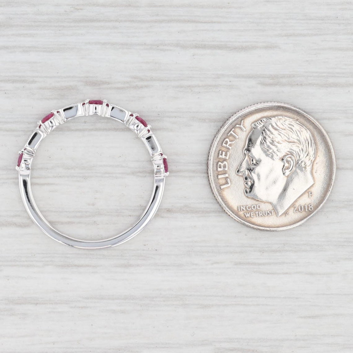 New 0.25ctw Diamond Ruby Stackable Ring 14k White Gold Size - Etsy