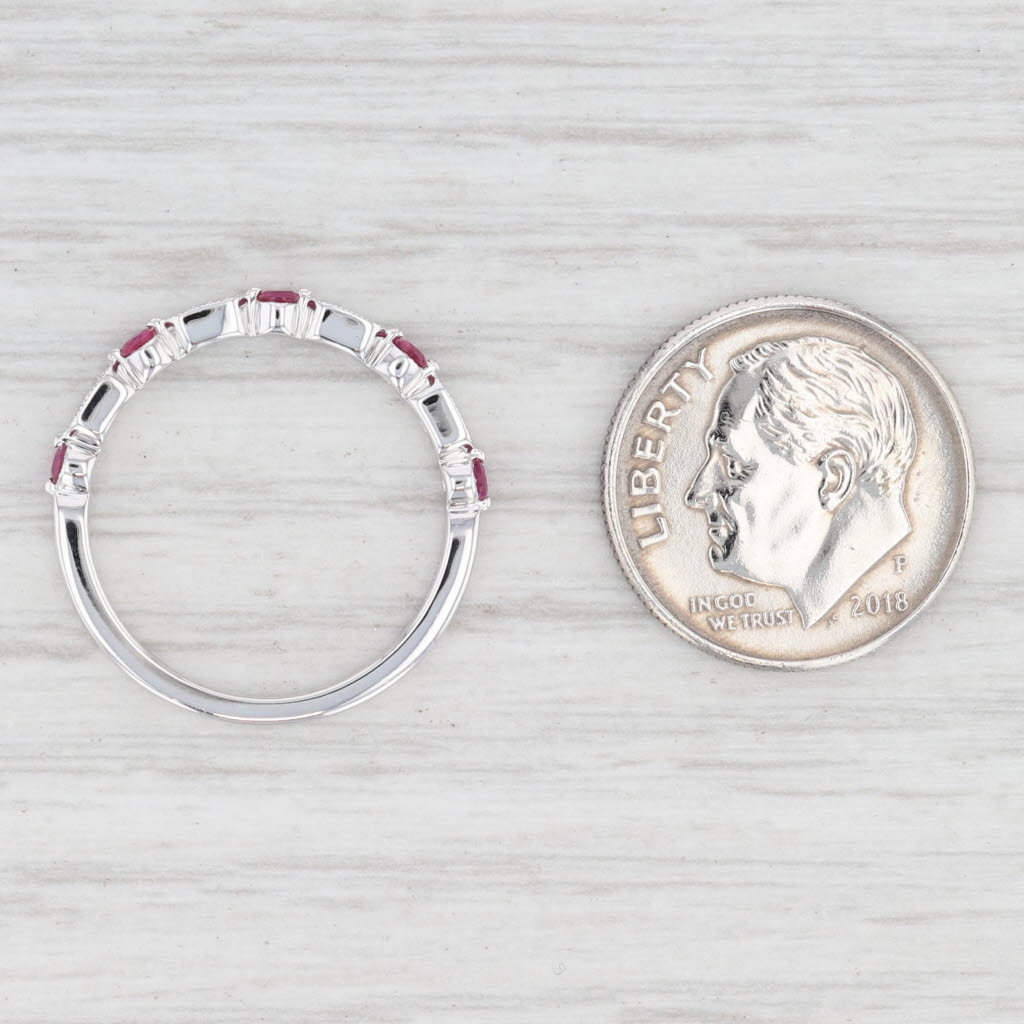New 0.25ctw Diamond Ruby Stackable Ring 14k White Gold Size | Etsy
