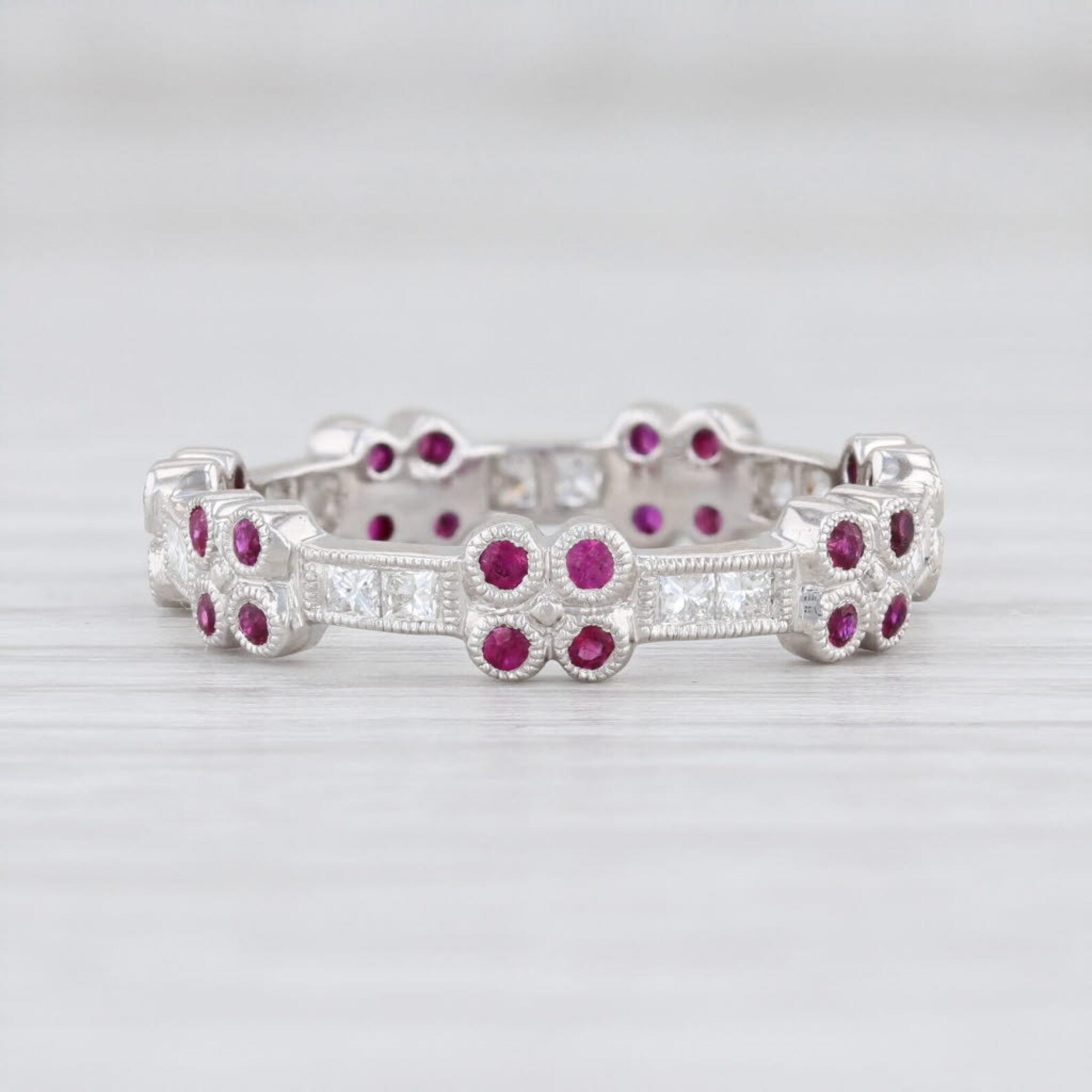 Ruby Flower Ring Ruby Diamond Ring Stackable Gemstone Ring - Etsy