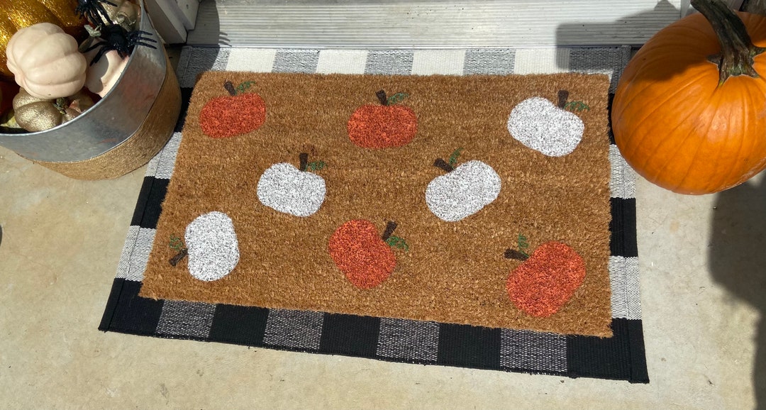 Hand-painted Fall Halloween Pumpkins Coir Door Mat - Etsy