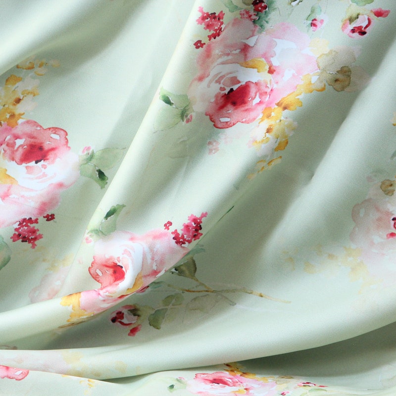 Rose Print Fabric - Etsy