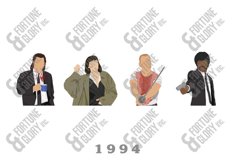 Pulp Fiction: Movie Poster / Alternative Film Art / Character Drawing ...