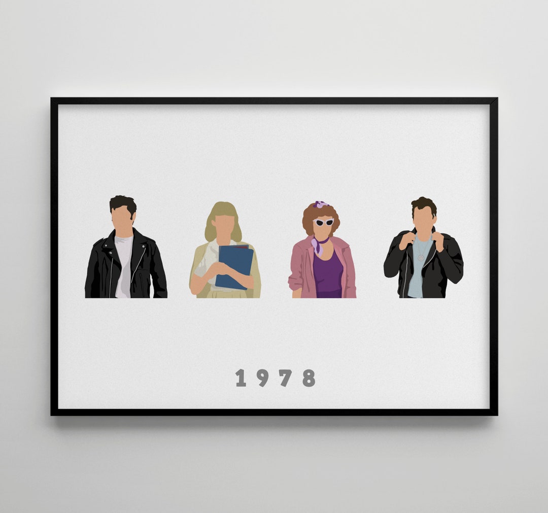 Grease: Movie Poster / Alternative Film Art / Character Drawing / Wall ...